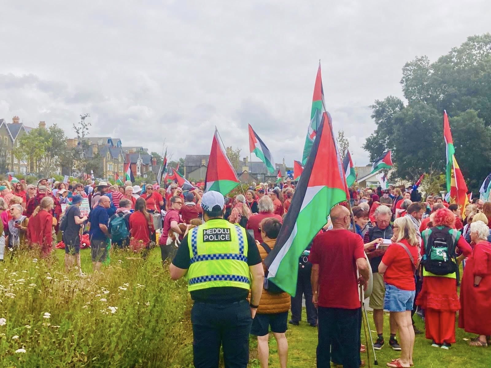 Hundreds march in Aberystwyth to form ‘Red Line’ for Palestine - Herald ...
